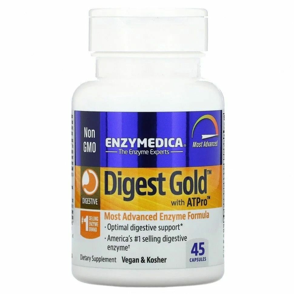 Digest Gold с ATPro пищевая добавка Enzymedica, ферменты, 45 капсул