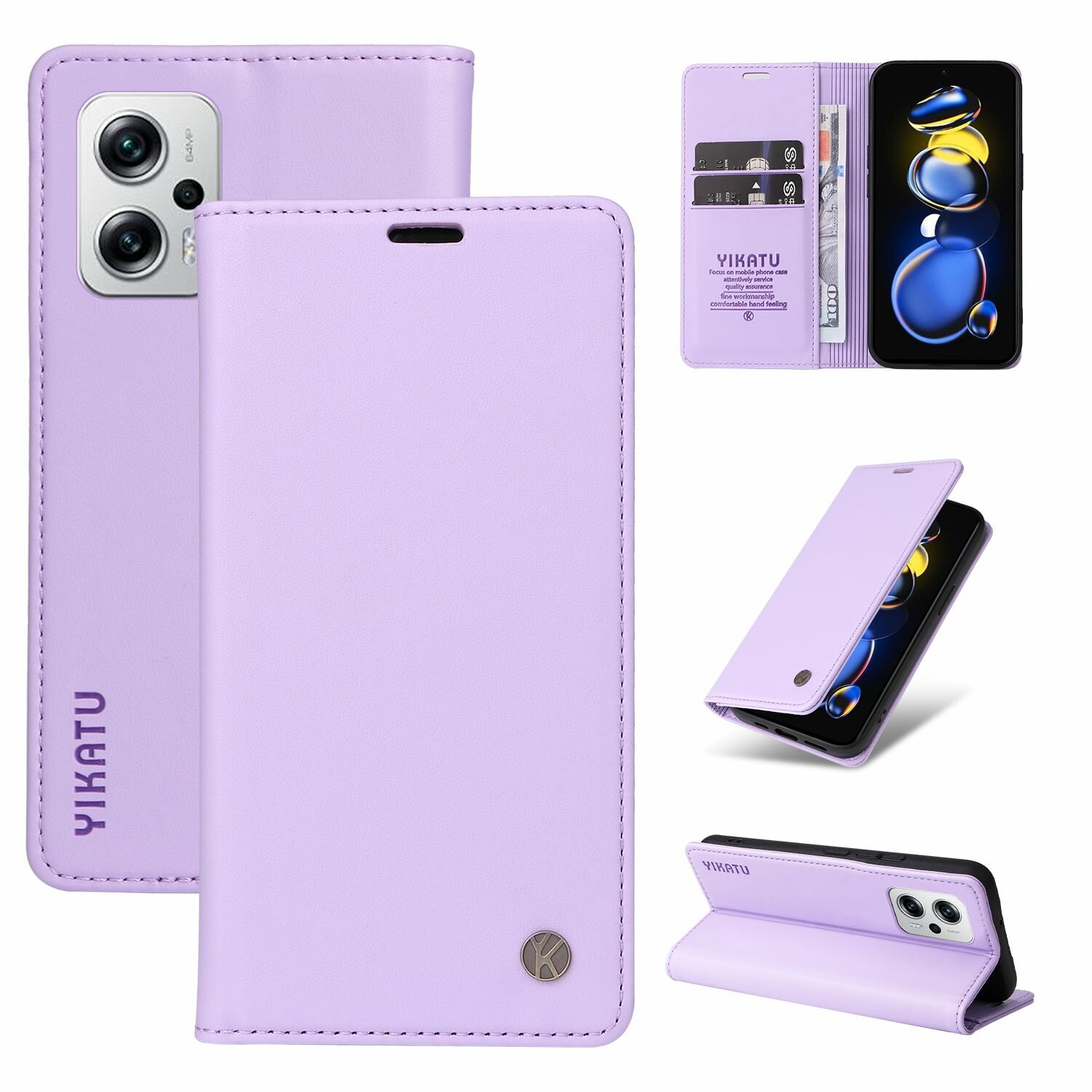Кожаный флип-чехол для Redmi Note 12T PRO/Redmi K50i/Xiaomi Poco X4 GT 5G/Redmi Note11Pro + 5G(Сяоми Редми Ноут 12T Про) с магнитом, отделением для карт и отделением для бумажника
