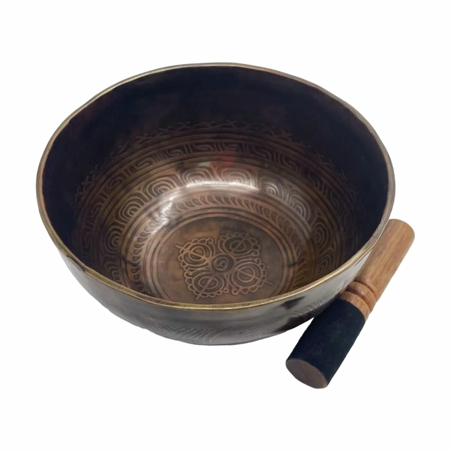 Кована поющая чаша для медитации Etching Carving; нота Ля; 220 герц; 18,5 см