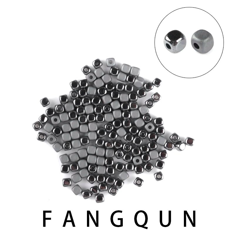 3 мм квадратные черные гематитовые бусины натуральный камень матовый с яркими бусинами для Diy ювелирные аксессуары для изготовления браслетов