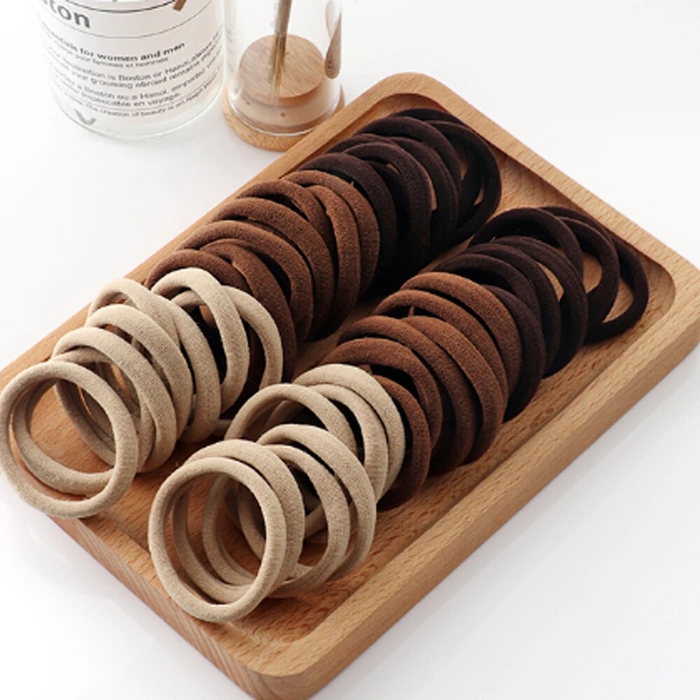 Детские эластичные резинки для волос из полиэстера Коричневый, 50pcs, Coffee