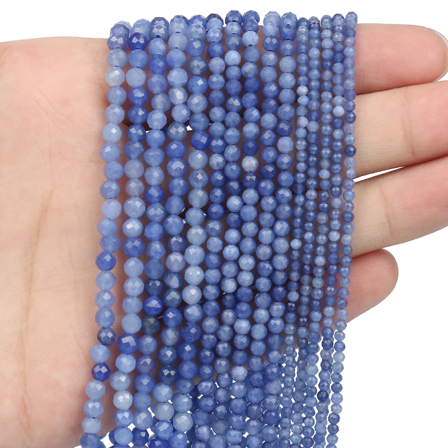 Граненые бусины из агата, розового кварца, амазонита GMB724 Синий, 3mm about 110pcs, blue aventurine
