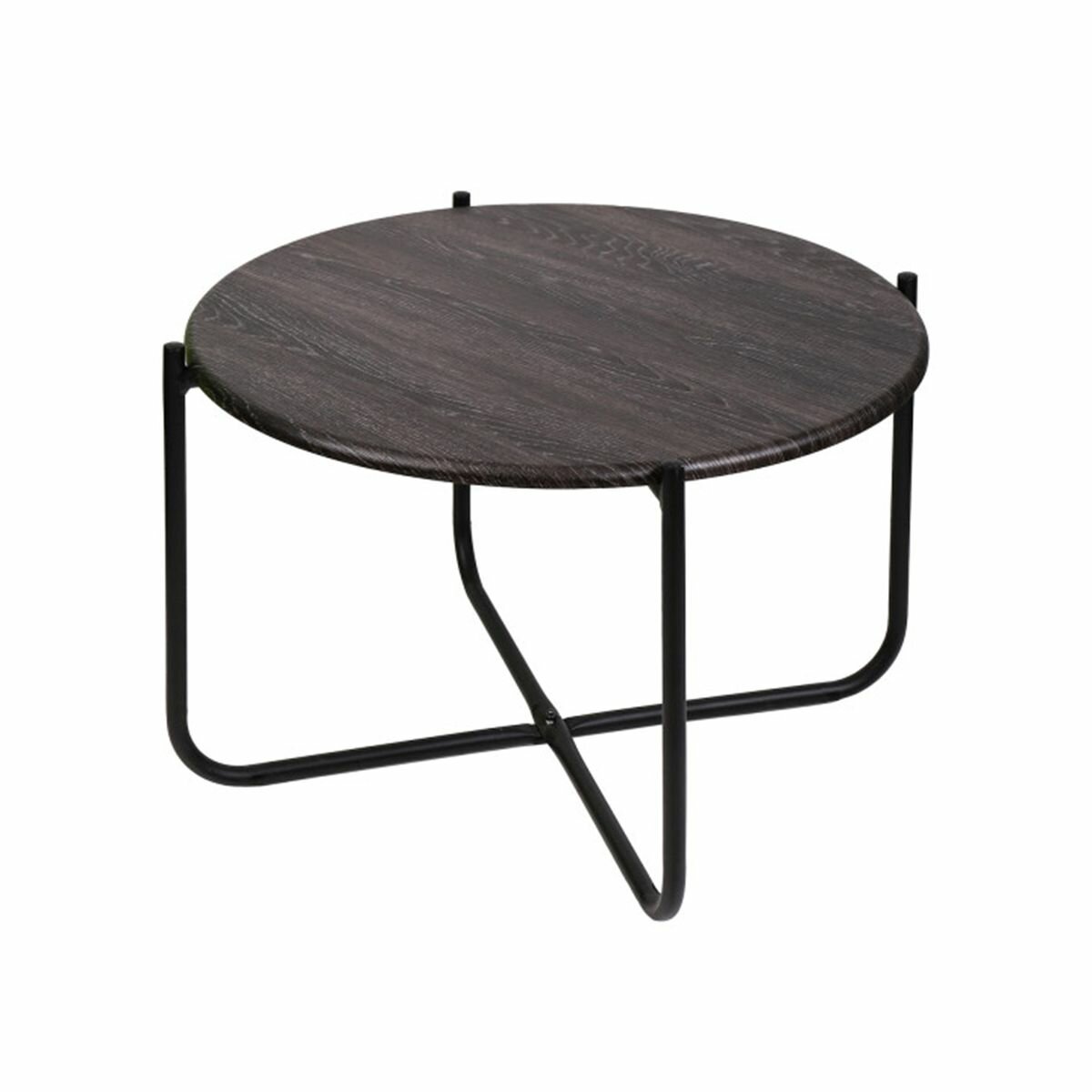 Стол журнальный Nika Haushalt, диаметр 65 см, дуб шале/черный