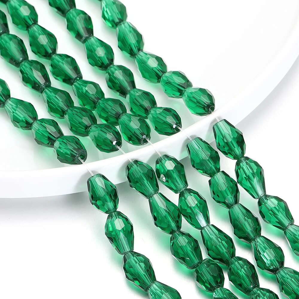 Стеклянные хрустальные бусины-капли St.kunkka 6-12 мм Изумрудный, 6x8mm About 66pcs, grass green