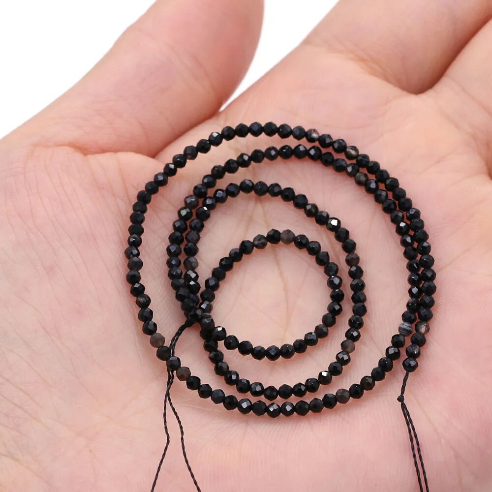 Бусины из натурального камня аметист и агат 2мм Черный, 3 мм, Black Agates