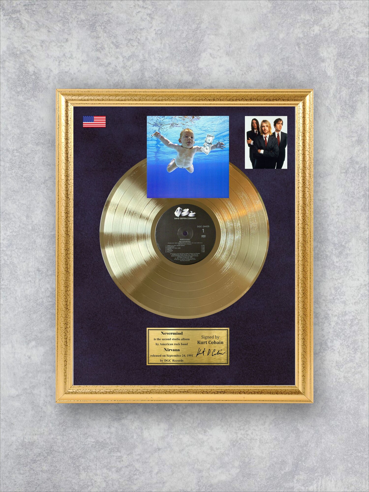 Золотой декоративный диск Nirvana Nevermind