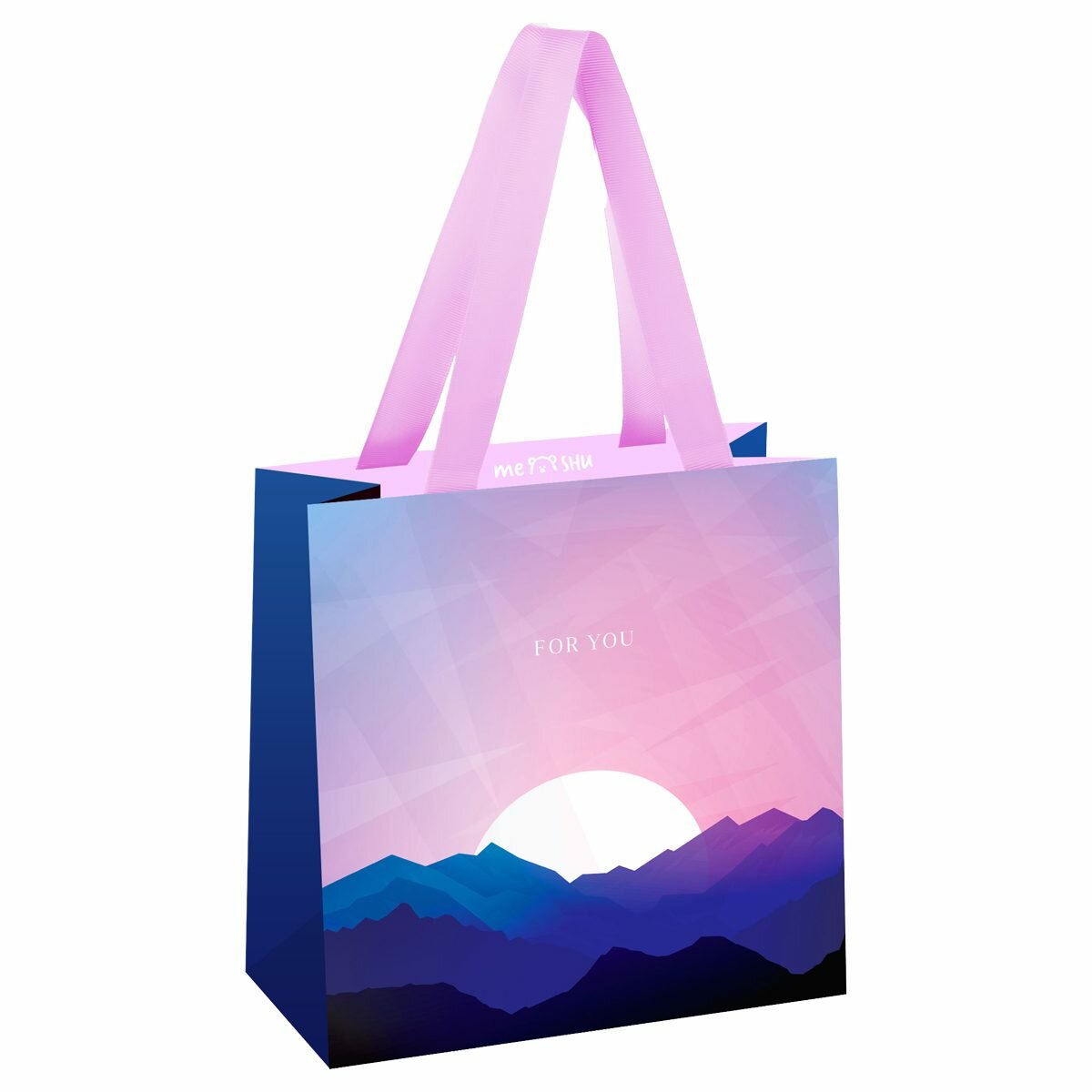 Пакет подарочный 20x20x10см MESHU "Закат", отд. фольгой, матовая ламинация (MS_51917), 12 уп.