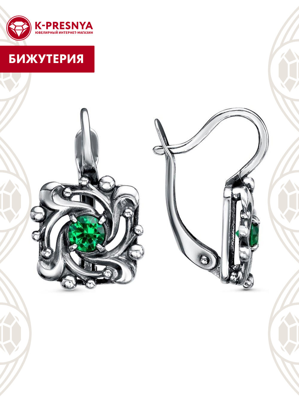 Серьги, шпинель синтетическая