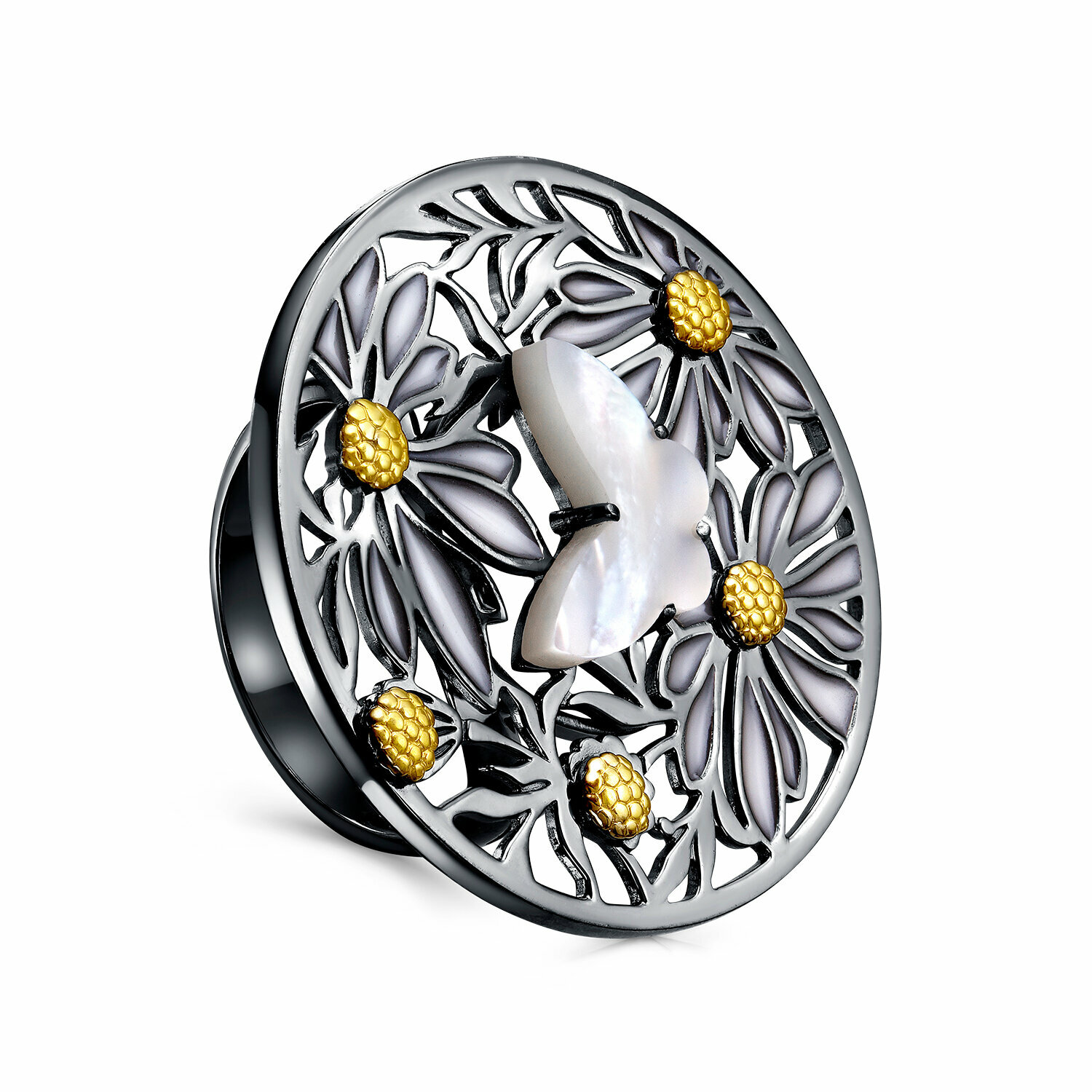 Кольцо, серебро, 925 проба, перламутр