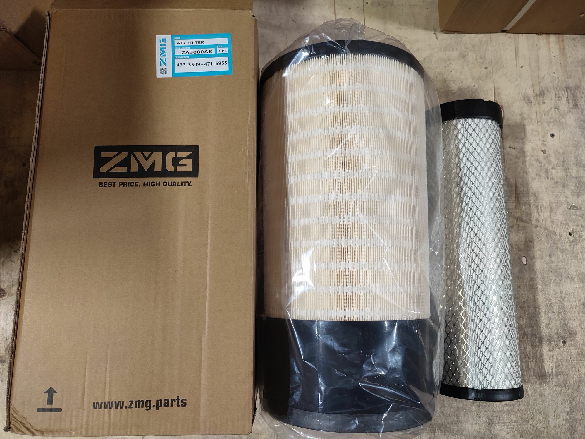 Фильтр воздушный ZMG ZA3080AB (453-5509+471-6955; CA4535509+CA4716955; ST40039AB) Caterpillar Liebherr XCMG Liugong