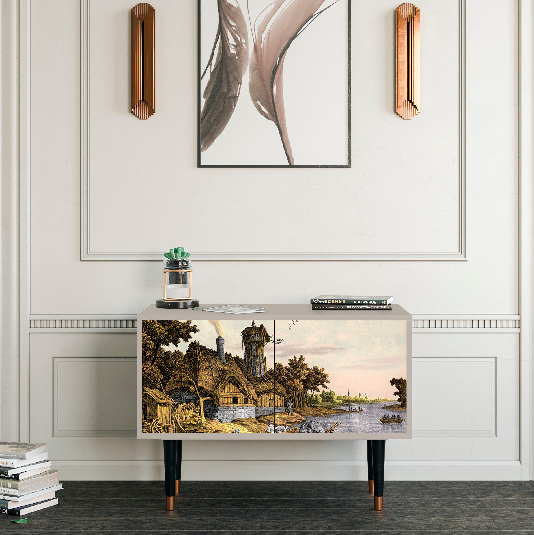 Комод - STORYZ - S1 Mill along a River by Jonas Zeuner, Размер - 94 x 69 x 48 см, Цвет корпуса - , Сатин