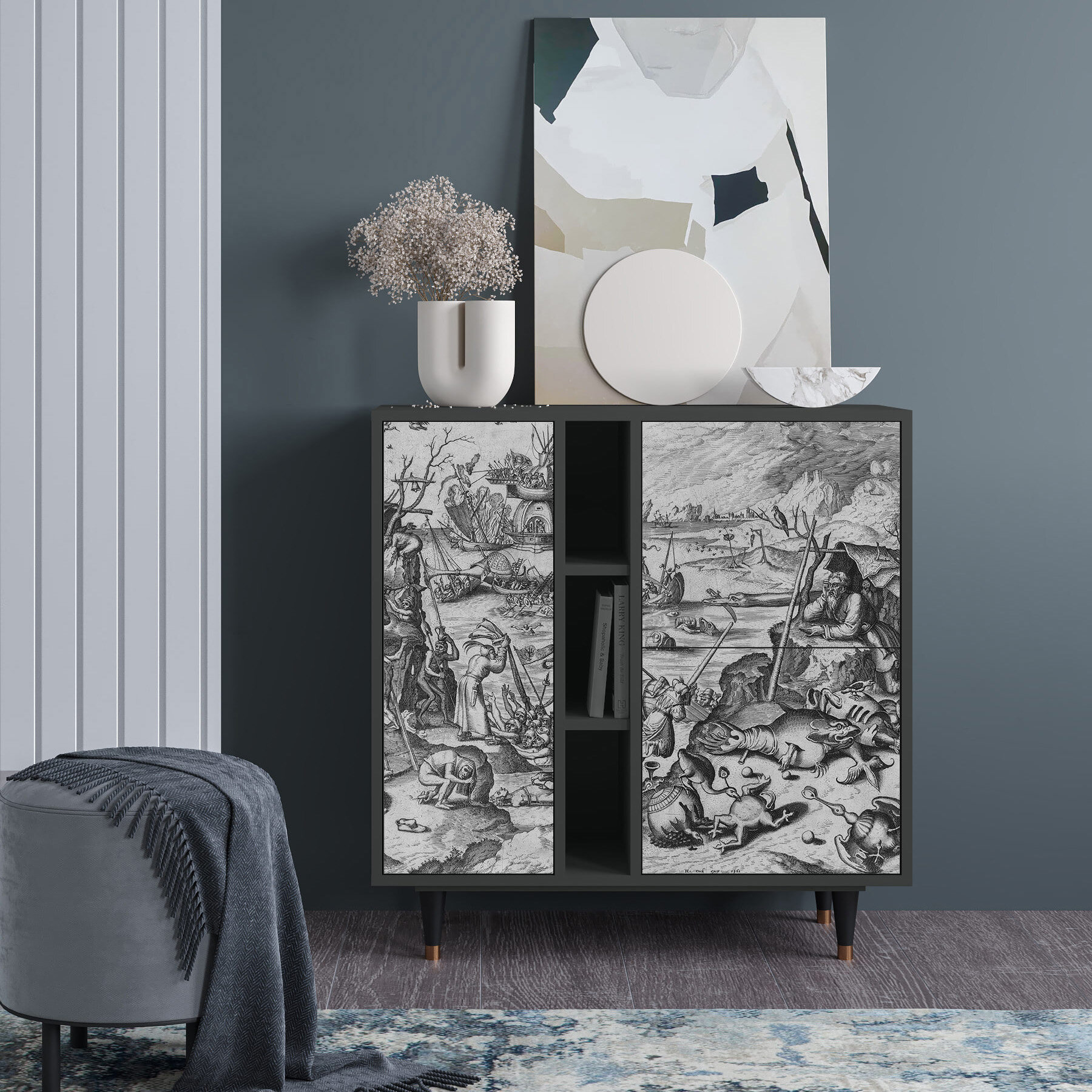 Комод - STORYZ - BS5 The Temptation of Saint Anthony by Pieter Breugel, Размер - 94 x 96 x 41 см, Цвет корпуса - , Антрацит