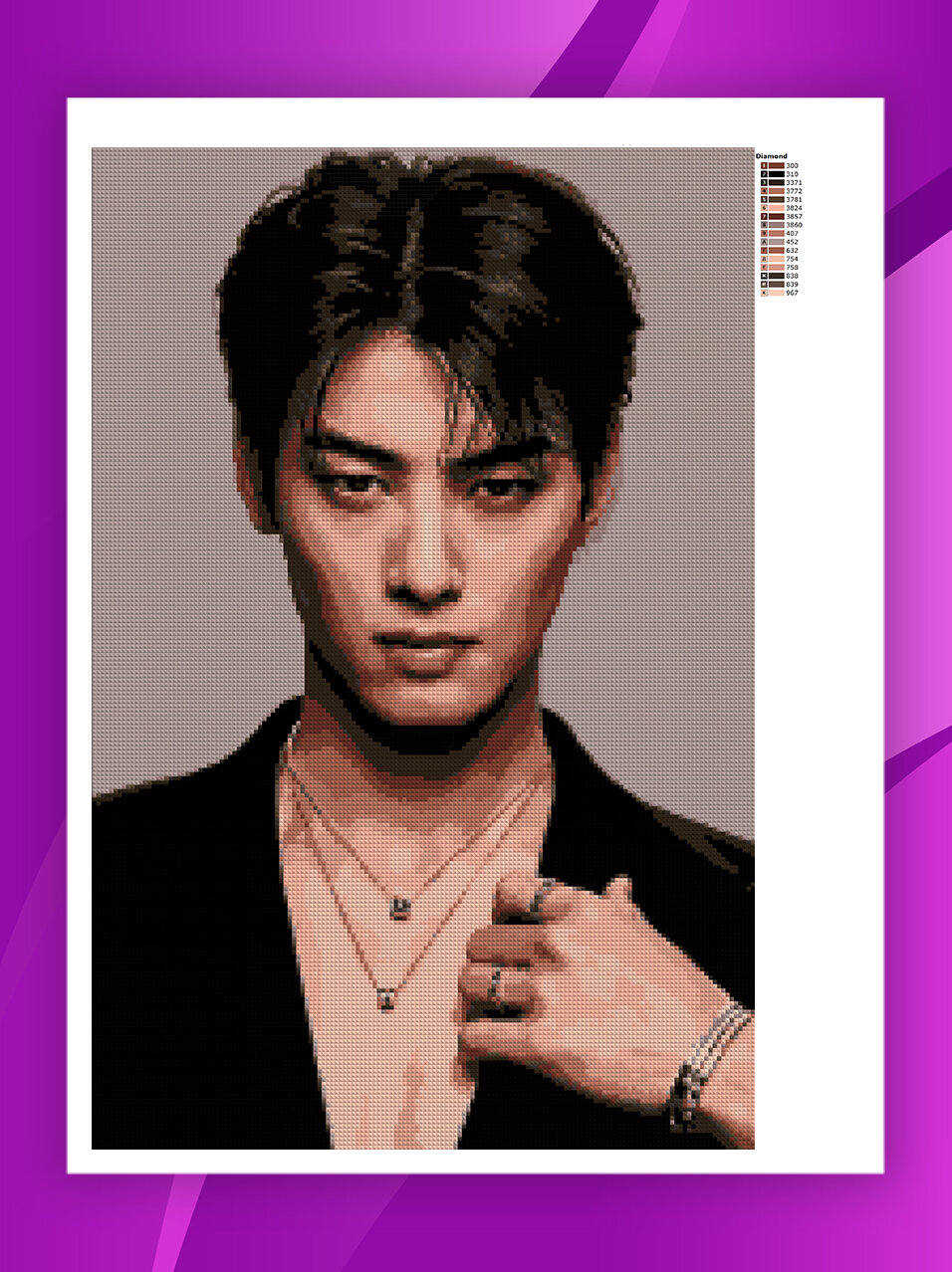Алмазная мозаика без подрамника - вышивка Cha Eun-woo 40 х 60 см