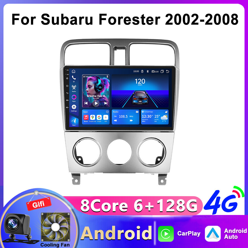 Штатная автомагнитола 6+128GB/ магнитола Subaru Forester SG 2002-2008 Android 13 головное устройство 2din мультимедиа