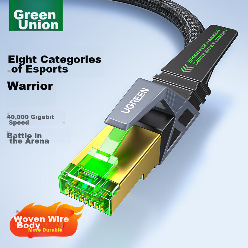Lulian CAT8 Pure Copper Ethernet Cable, 40,000Mbps Shielded Fast Network Broadband Patch Cord, Suitable for ROG Computer Gaming Laptops, Thick Braided 3 Meters