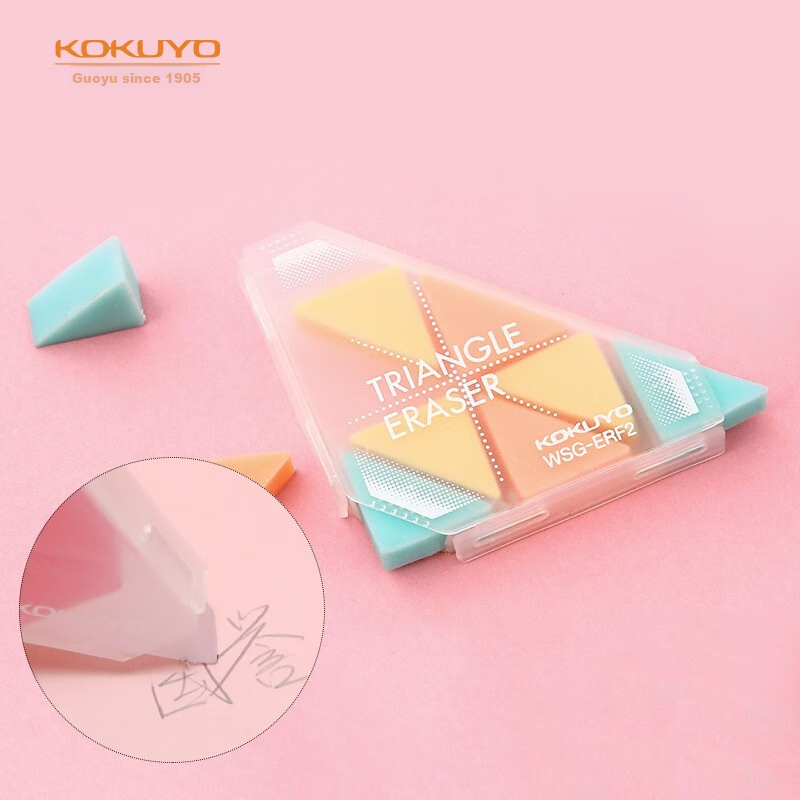 KOKUYO Triangular Eraser for Students And College Entrance Exams, 4 Boxes of Colorful Erasers, WSG-ERF2