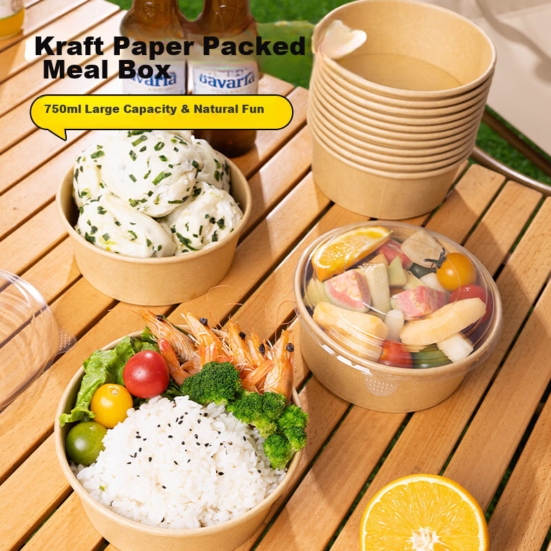 Cloud Petal Disposable Food Container with Lid Cutlery Packed Fast Food Box Thickened Bento Rice Bowl 750ml*12 Sets
