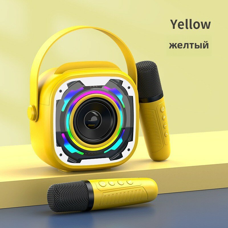 Музыкальный центр с караоке и Bluetooth, микрофон, портативный, с подсветкой, для дома и вечеринок