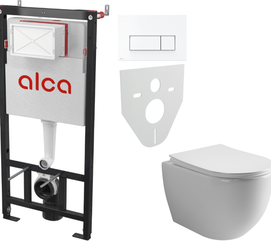 Комплект Унитаз подвесной Ceramicanova Mia Rimless CN1805 + Инсталляция AlcaPlast AM101/1120-4:1 RU M570-0001 кнопка смыва белая