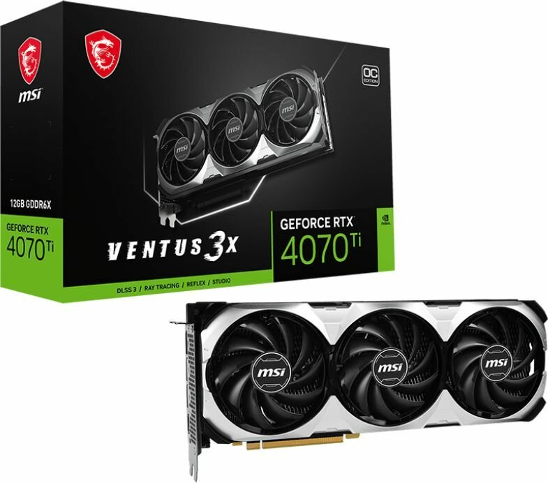 Видеокарта MSI PCI-E 4.0 RTX 4070 Ti VENTUS 3X E1 12G OC NV RTX4070TI 12Gb 192bit GDDR6X 2640/21000/