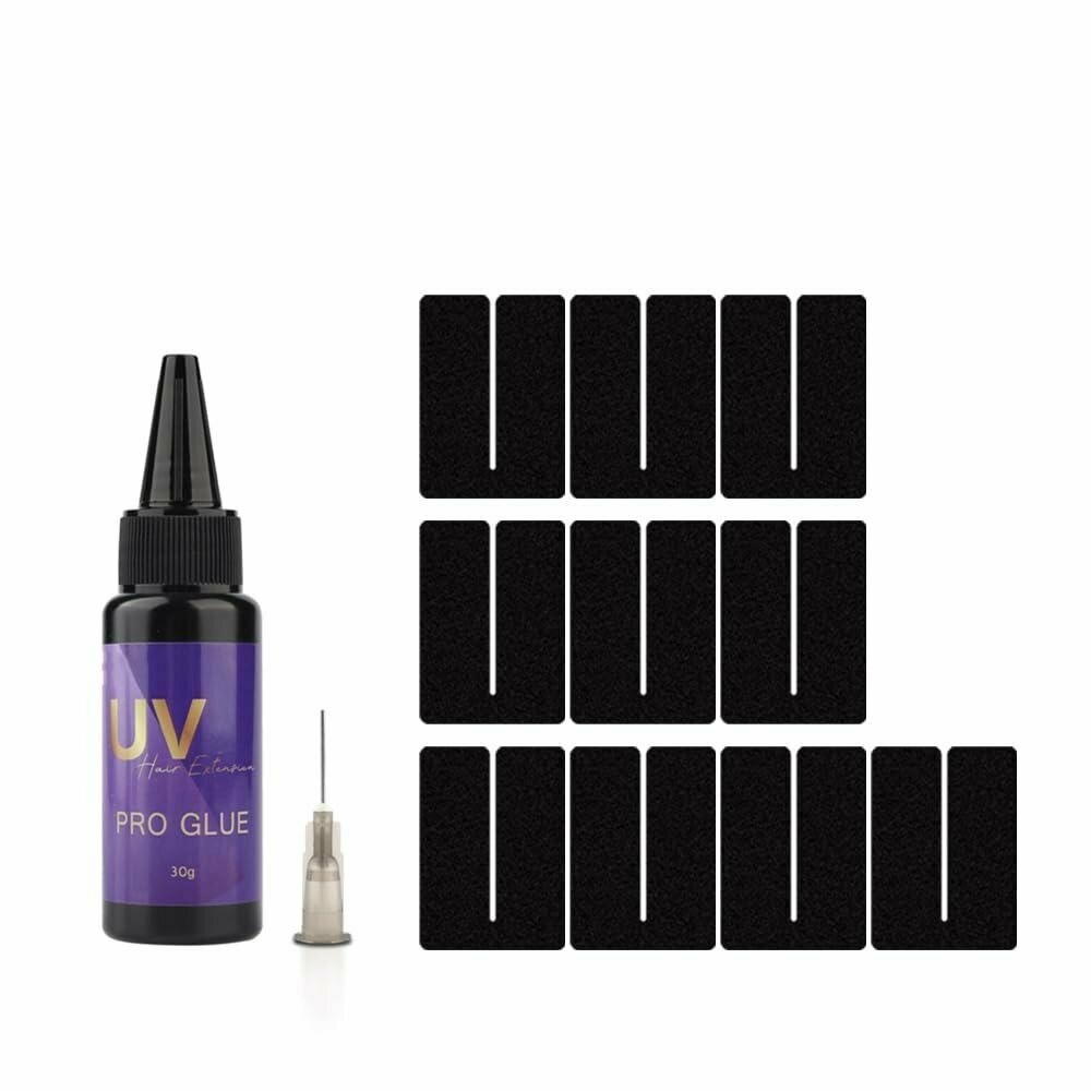 Набор Для Наращивания Волос: UV Клей 30 Г + 10 Термозащитных Листов Для Невидимого Наращивания