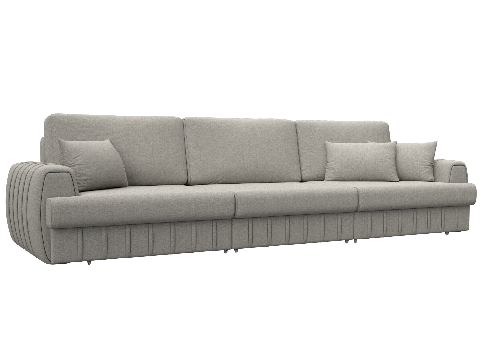 Диван прямой Лига-057 НПБ Лонг, 6-местный, размер: 336х106см, спальное место: 160х292см, рогожка, Амур 02 бежевый