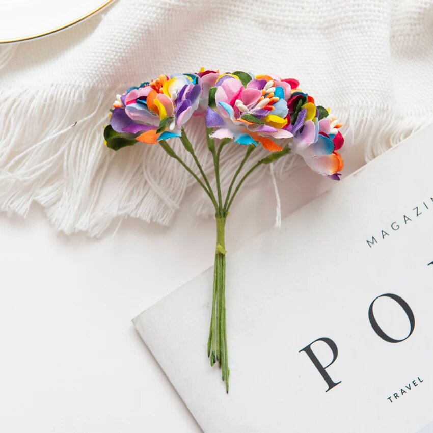 Искусственные цветы шелковые гвоздики dycrazy 6/24 шт Белый, 24 Pieces, разноцветный