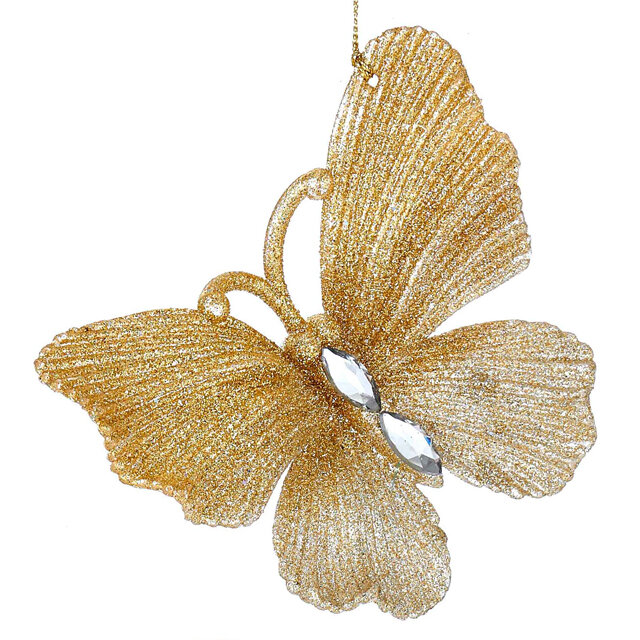 Елочная игрушка Бабочка Золотинка 10 см, подвеска, Kurts Adler, T2347-1