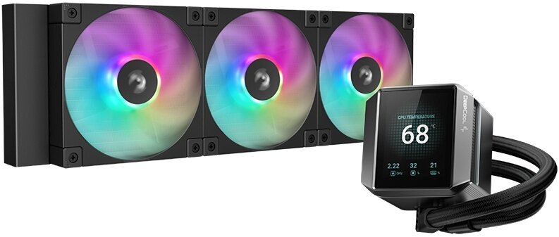 Deepcool Система водяного охлаждения для Socket115x/1200/1700/1851/AM4/AM5 Deepcool MYSTIQUE 360 ARGB R-LX750-BKADSNC-G-1, дисплей, подсветка (ret)
