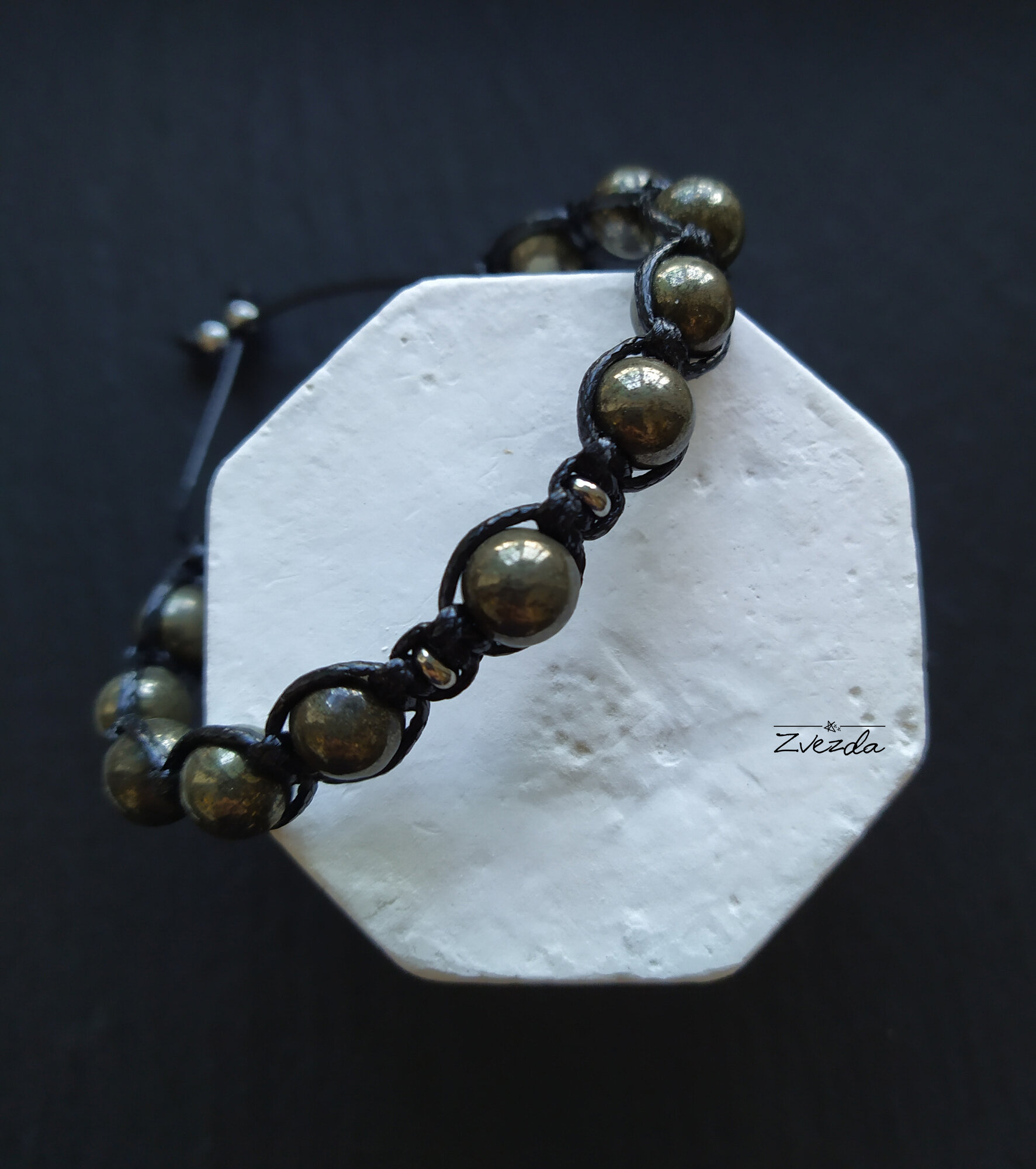 Плетеный браслет, пирит