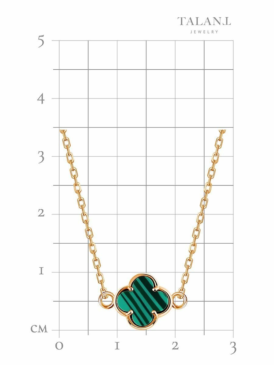 Колье TALANT, серебро, 925 проба, золочение, искусственный камень, длина 1 см., зеленый, золотистый — фото 1