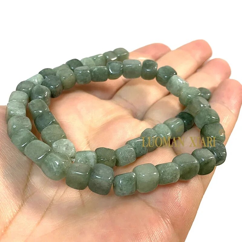 Бусины из халцедона LUOMAN XIARI 8x8 мм, темно-синие Изумрудный, 7-8mm 23-26pcs, Imitate Labradorite