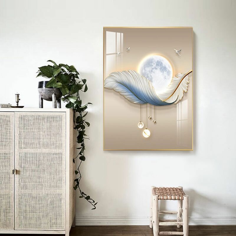 Декоративная картина для электрощита 30x40 см с гидравлической петлей и алюминиевой рамой (Золото/Черный) - Скрывает электрощит 20x30 4 см, без сверления, водонепроницаемая, для гостиной