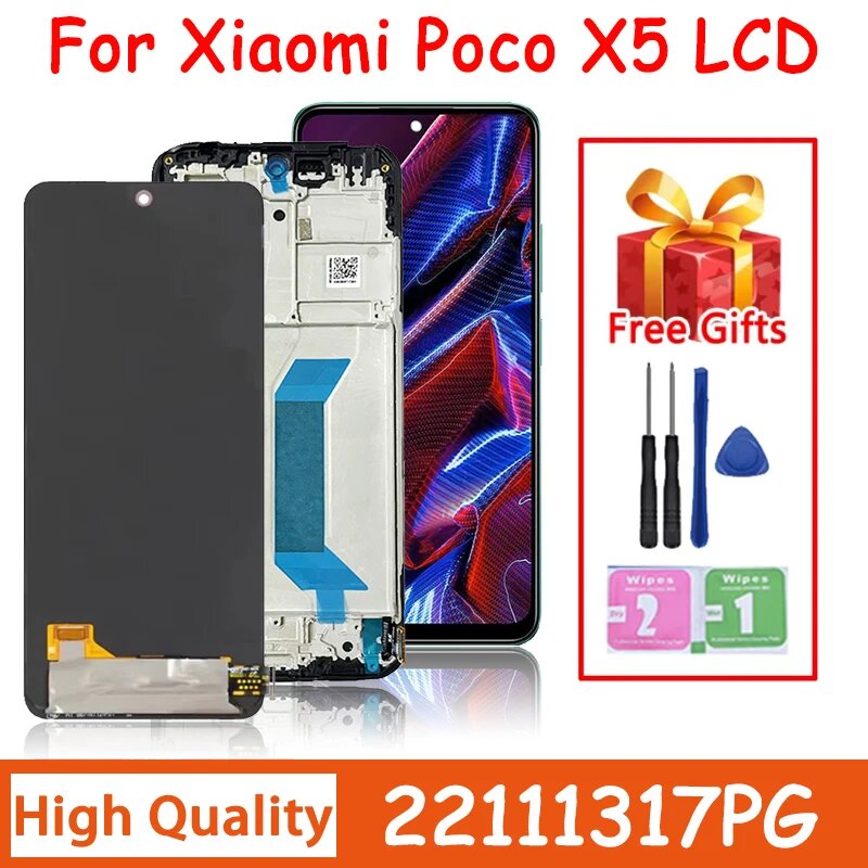 22111317PG, 22111317PI ЖК-дисплей для Xiaomi Poco X5, сенсорный экран, панель дигитайзера в сборе, экран POCO X5 с рамкой