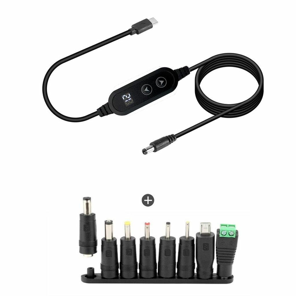 Адаптерный кабель Type C PD36-100W к DC5521 с несколькими разъемами и регулируемым напряжением, Проводной адаптер с Wi-Fi