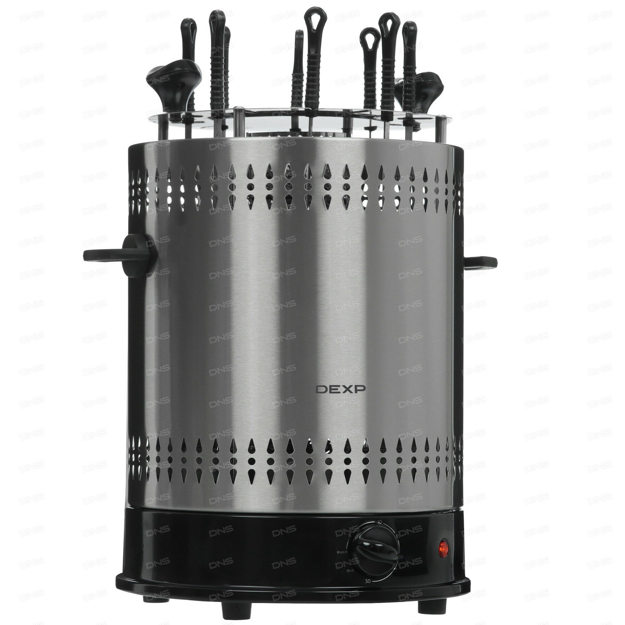 Электрошашлычница DEXP "KBM-1400", нержавеющая сталь, 1400Вт, 8 шампуров