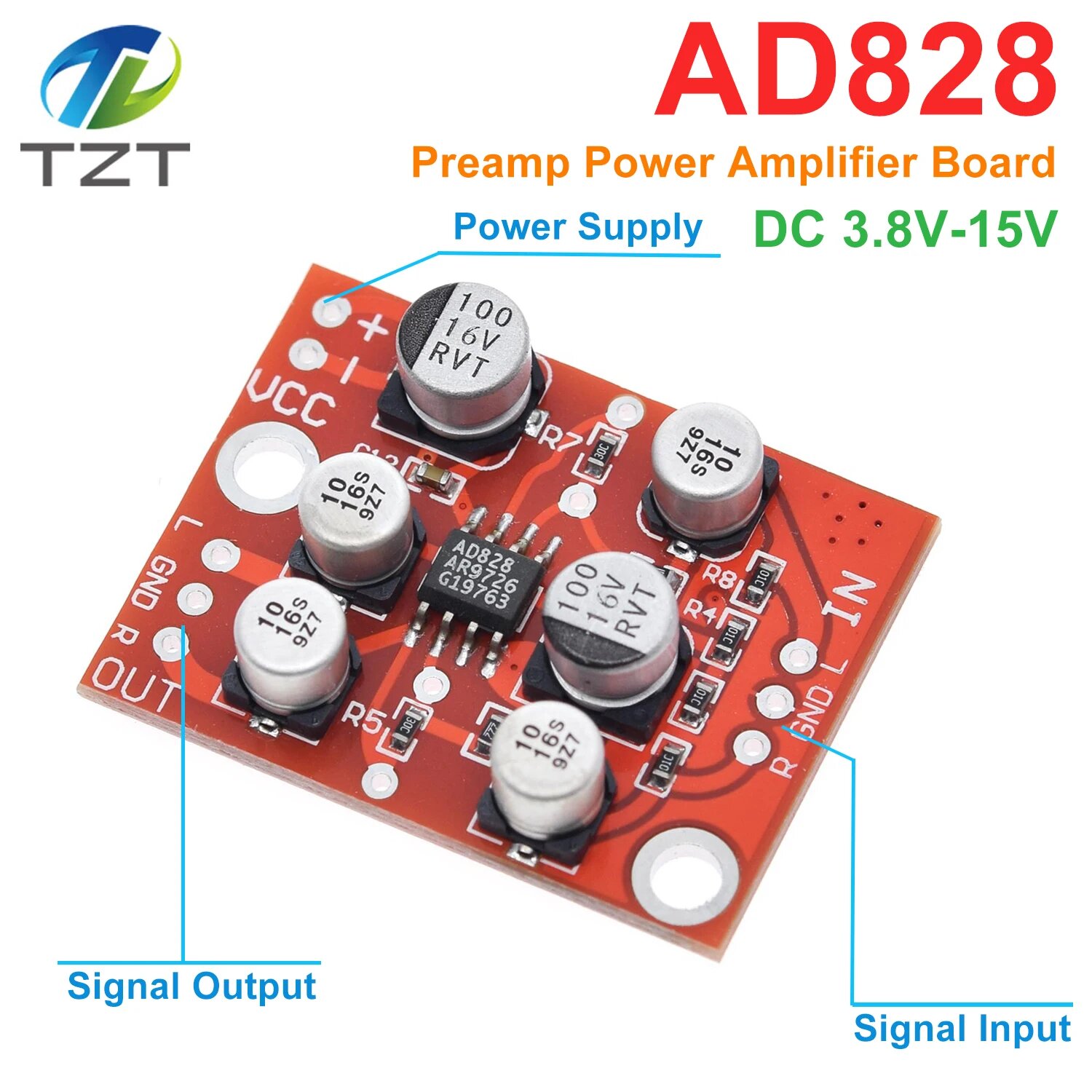 DIYTZT AD828 стерео микрофонный предусилитель 3PCS