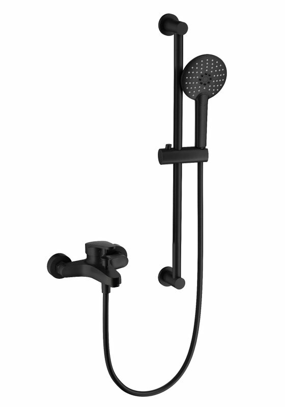 Смеситель для ванны с душем Wonzon & Woghand WW-C2501-MB матовый черный, латунь, современный