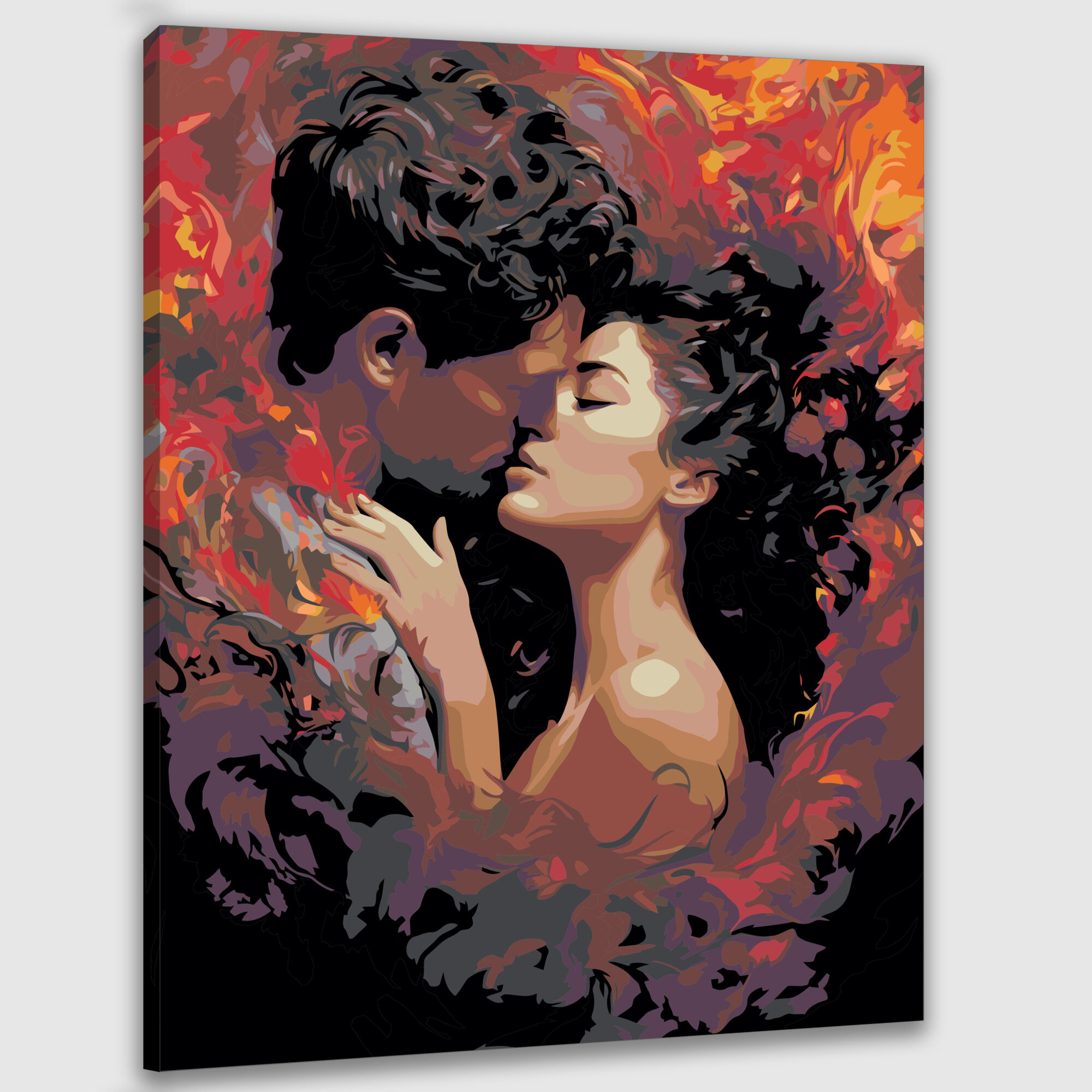 Картина по номерам 40x50 см, портрет, глубоко влюбленная пара, яркие цвета, замысловатые детали, эмоции, связь