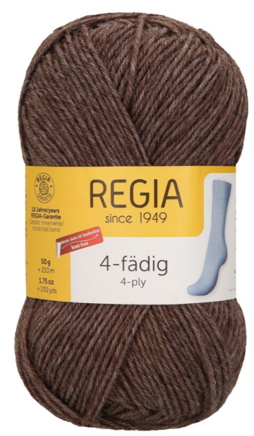 4-fadig Uni /4-фэдиг Уни/ пряжа Regia, 4 нитки, MEZ, 9801276 (02140, borke meliert (цвет коры), коричневый)