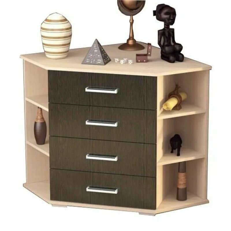 Комод угловой Катрин 7, Венге/Дуб Сонома,77х79х77 см.