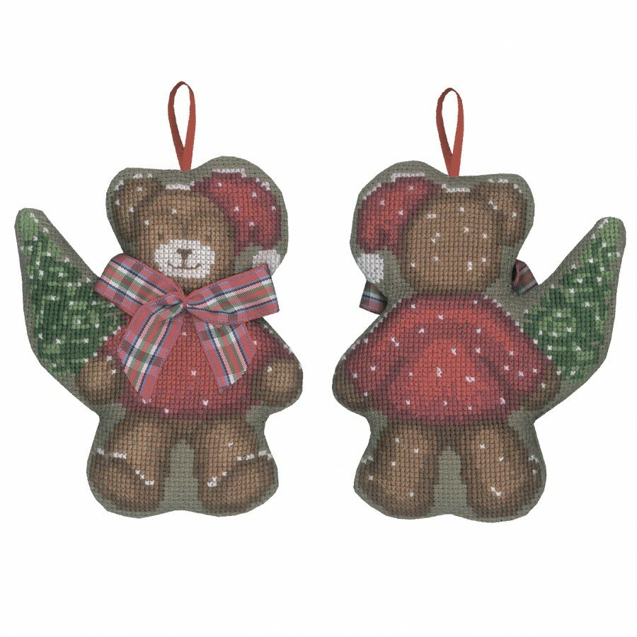 Набор для вышивания елочной игрушки OURS NOEUD ECOSSAIS (Мишка с елью)