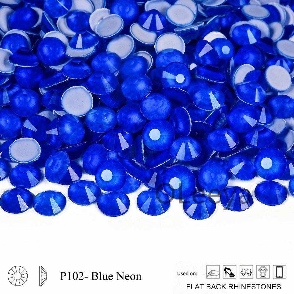 Стразы Oleeya P95-P119 цветные стеклянные Синий, SS30 288pcs, p102 Blue Neon