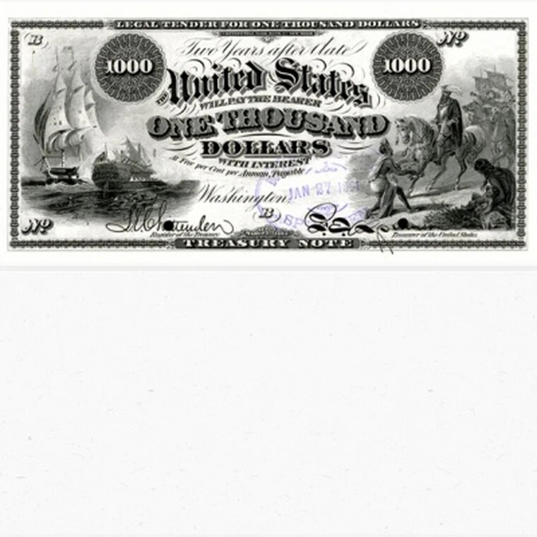 5% вексель 1000 долларов 1864 года США, сувенирная копия, банкноты и купюры редкие коллекционные