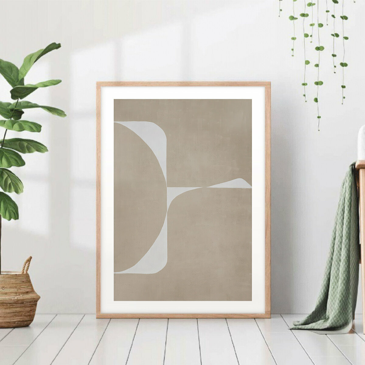Постер "Абстрактная фигура на коричневом фоне" 50x70 без рамки для интерьера на стену