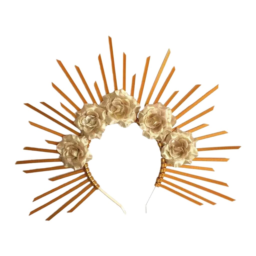 (1шт) Цветочные аксессуары для волос с преувеличенной индивидуальностью Бога Солнца -Золотой цветок