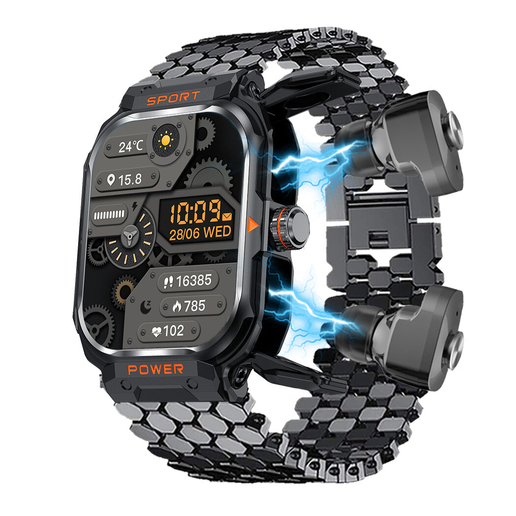 Смарт-часы Black tech с наушниками, музыка/спорт, фитнес-трекер, NFC, металл