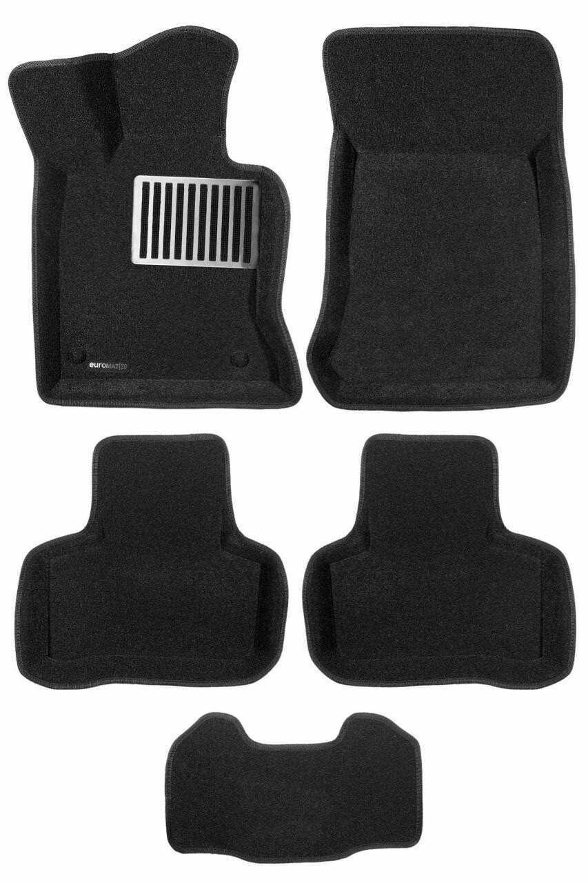 Коврики текстильные 3D Euromat для Mercedes GLK (2008-2015) / 3Д Евромат Мерседес Х204, с металлическим подпятником, черные
