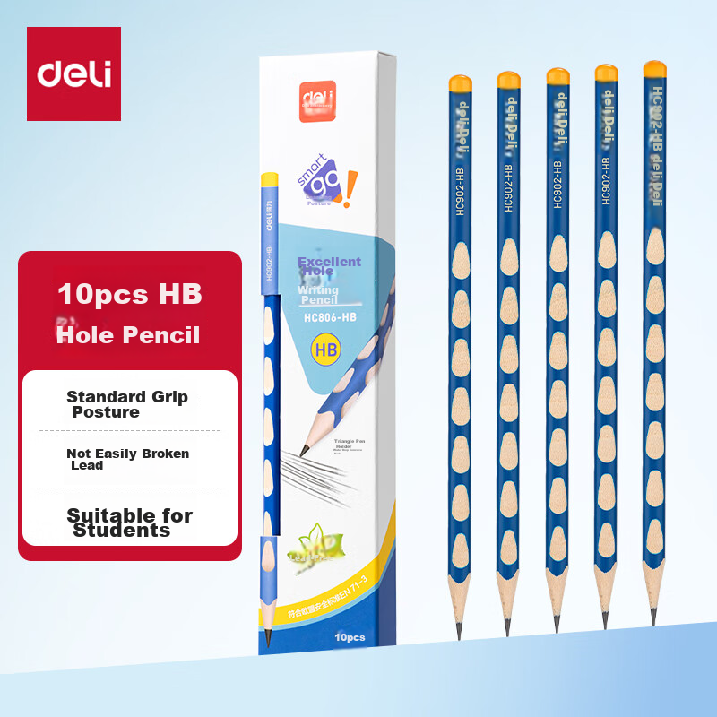 Дели перфорированные карандаши, 10 штук, 2B письменные карандаши, легко схватить, детская коррекция позы, ученическая