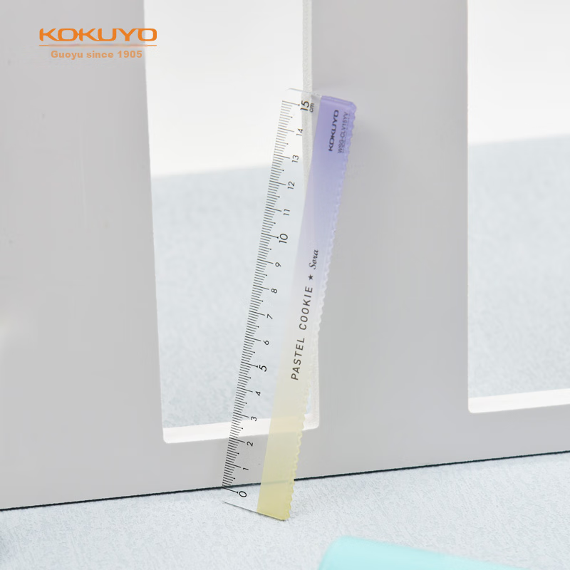 KOKUYO 15CM Wave Ruler for Students, Office, And College Entrance Exams, Transparent Graduated Ruler, Acrylic Ruler, Chuching Yellow And Purple, WSG-CLV15YV